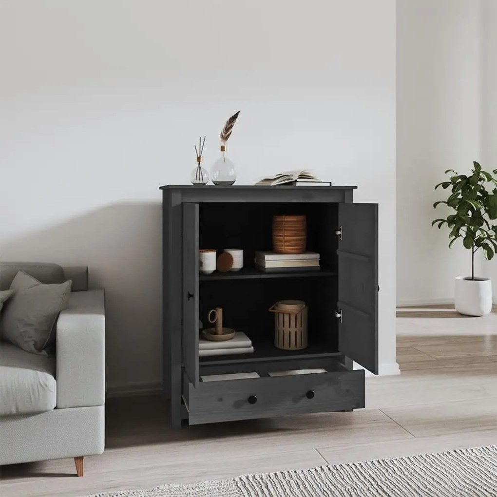 Skříň highboard šedá 83 x 41,5 x 100 cm masivní borové dřevo,  823516