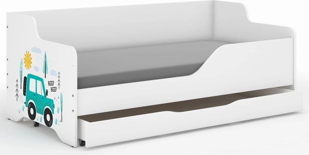 Wooden Toys Dětská postel LILU 160x80 AUTÍČKA – boční zábrana