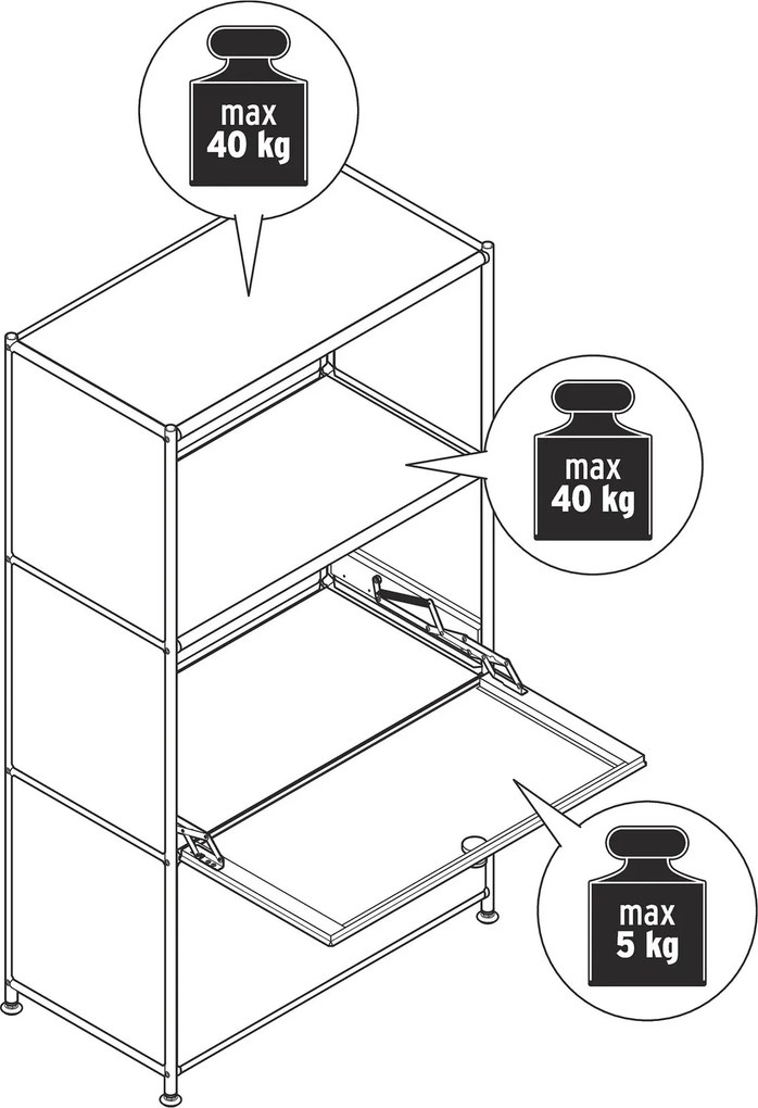 Tchibo - Kovová komoda »Cn3« se dvěma výklopnými dvířky - barva: chrom