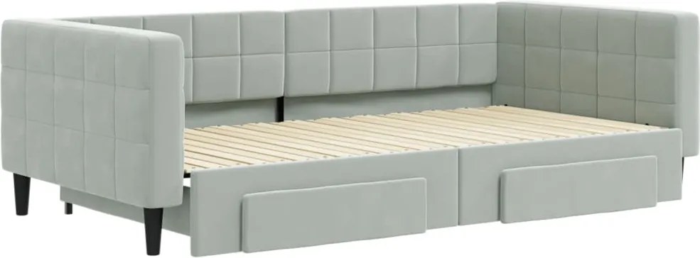 Válenda s přistýlkou a zásuvkami světle šedá 100 x 200 cm samet 3196746