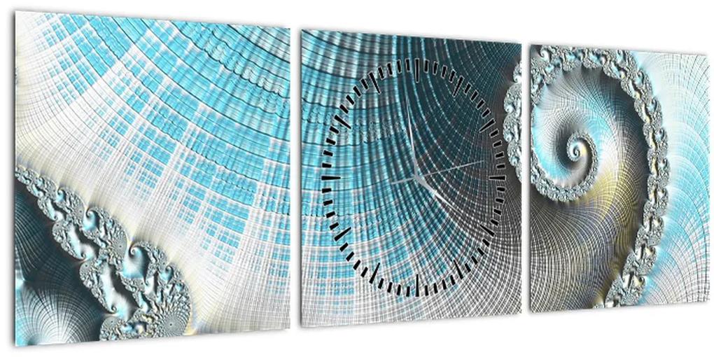 Obraz texturované spirály (s hodinami) (90x30 cm)