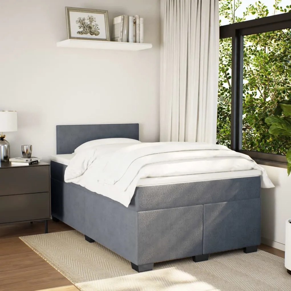 Box spring postel s matrací tmavě šedá 120 x 200 cm samet 3288577