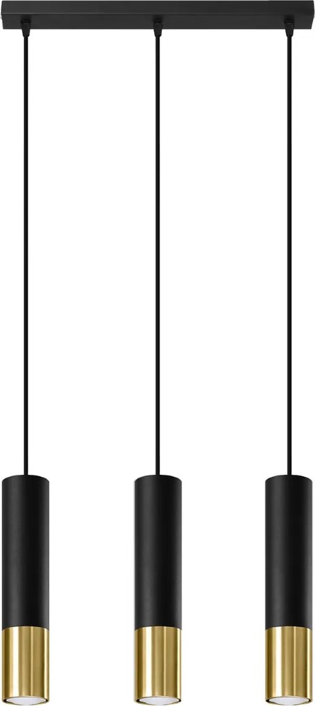 Sollux Lighting Závěsné svítidlo LOOPEZ 3L černé/zlaté