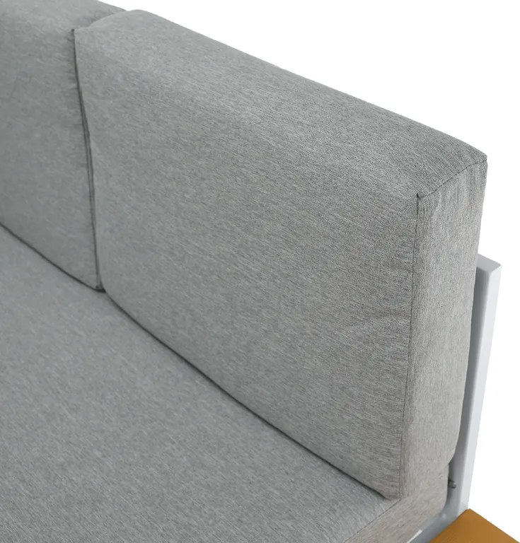 Zahradní set, bílá ocel/dub/světle šedá, PELOR