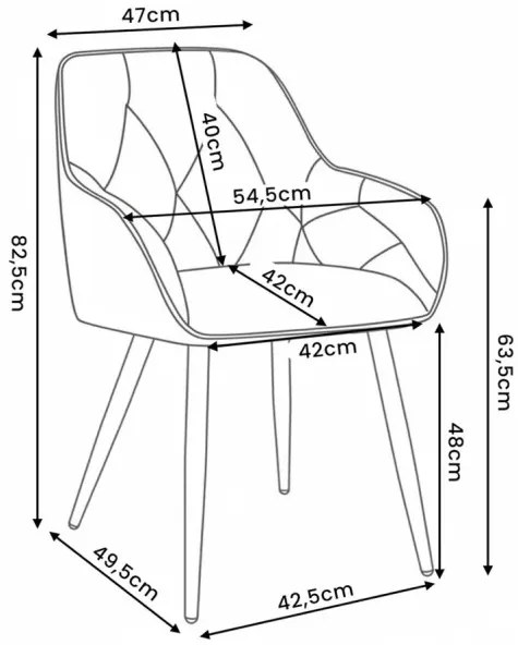 Sada dvou jídelních židlí DIAMANT sametové, krémové / černé nohy (2 ks)