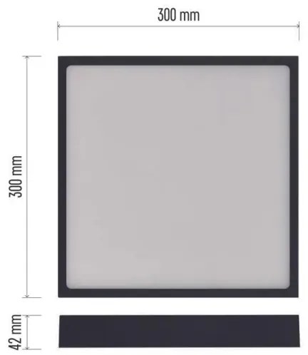 LED Stropní svítidlo LED/28,5W/230V 3000/3500/4000K 30x30 cm černá