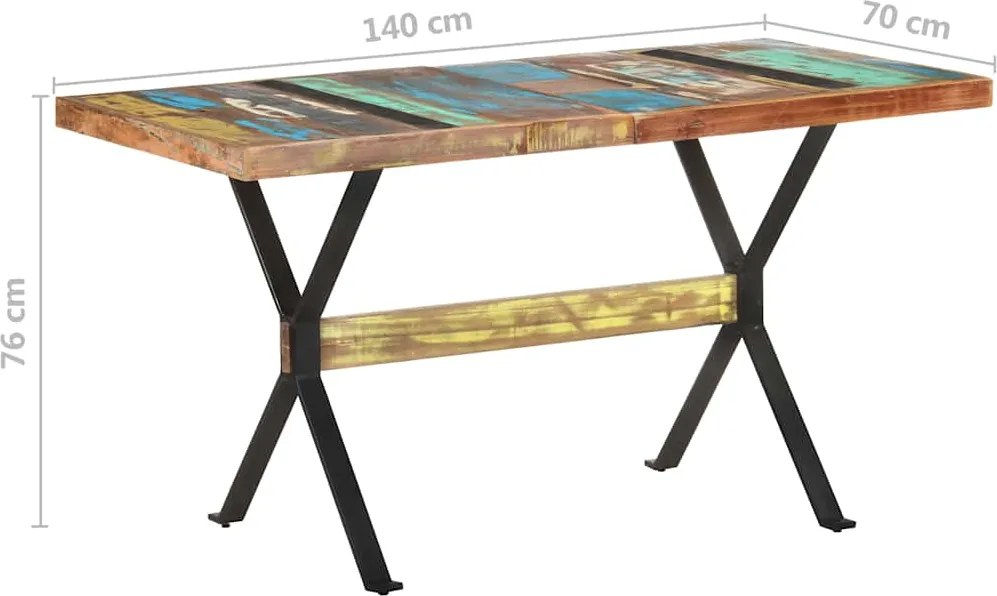 Jídelní stůl 140 x 70 x 76 cm masivní recyklované dřevo 321607