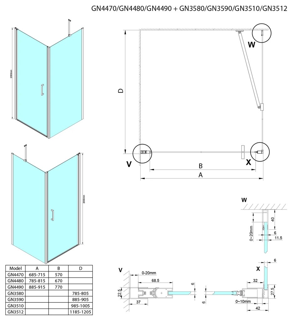 Gelco Gelco, LORO čtvercová sprchová zástěna 800x800 mm, GN4480-03