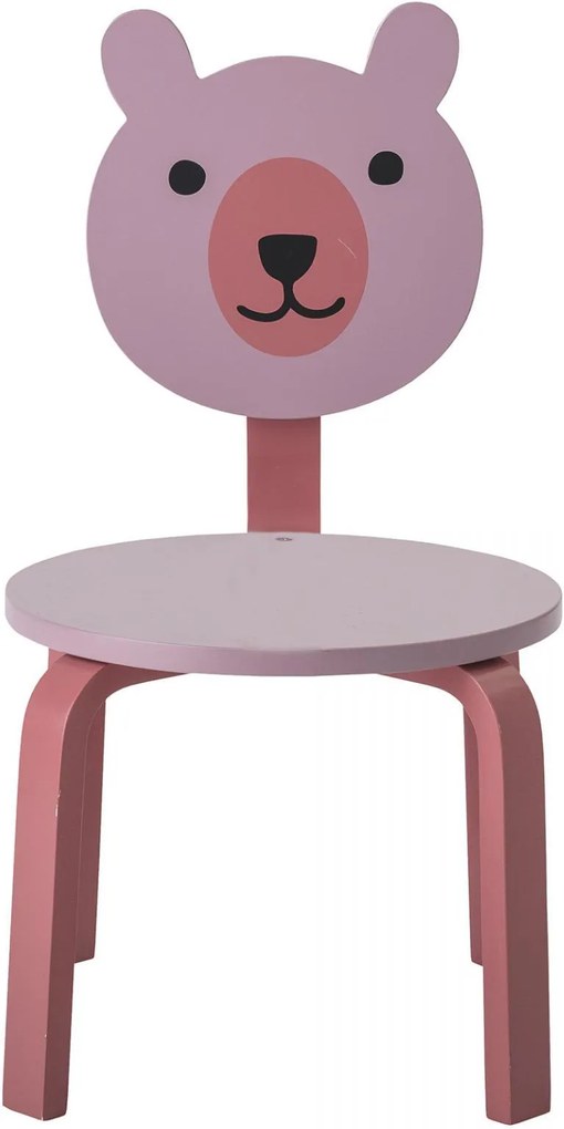 Bloomingville Dětská židlička Rose Bear, růžová barva, dřevo