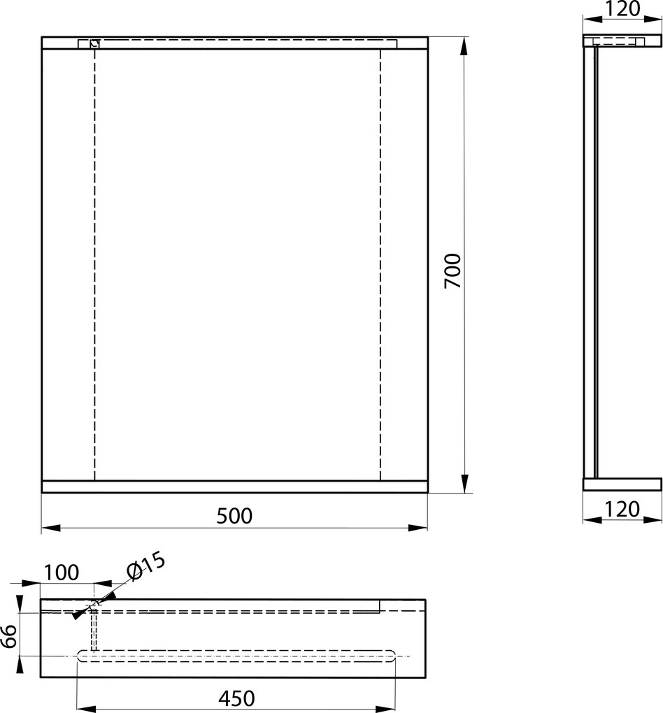 Aqualine Korin Strip zrcadlo s led osvětlením 50 x 70 x 12 cm dub platin hnědá KO995S