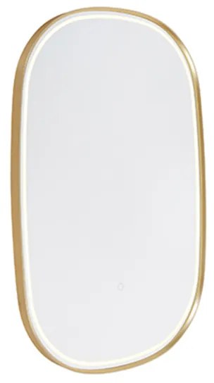 Koupelnové zrcadlo zlaté včetně LED s dotykovým stmívačem oválné - Miral