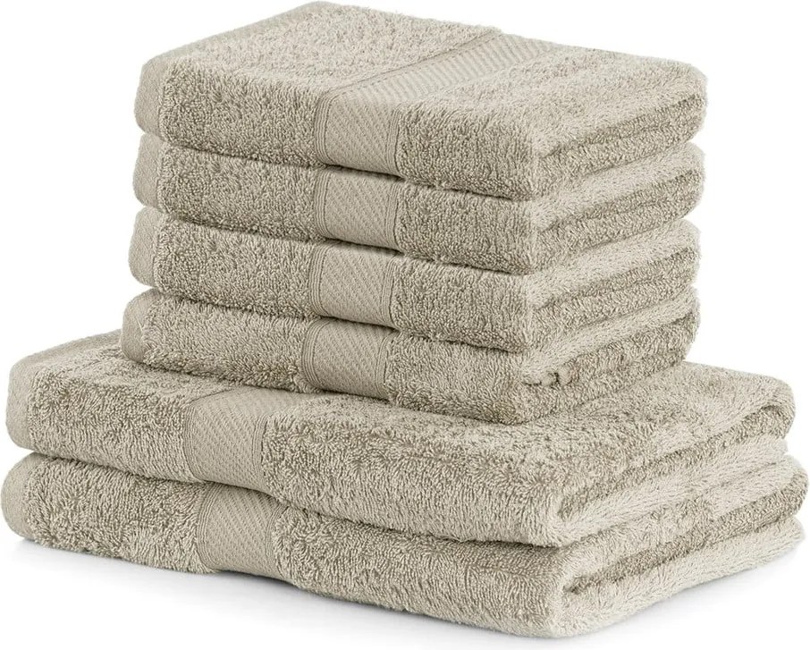 Set 2 béžových osušek a 4 ručníků DecoKing Bamby Beige