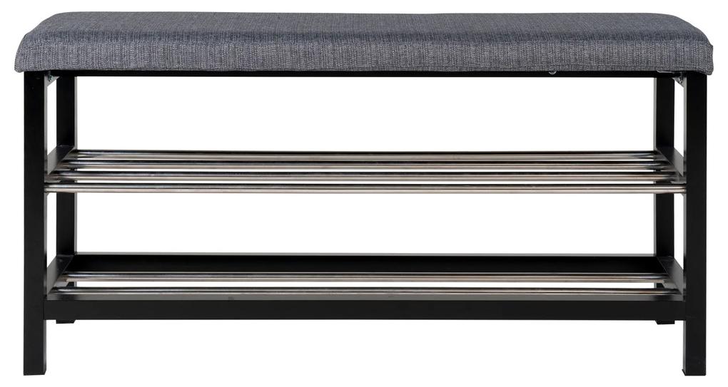 House Nordic Lavice s polštářem a 2 policemi, šedá s černými nohami, 100x34x50