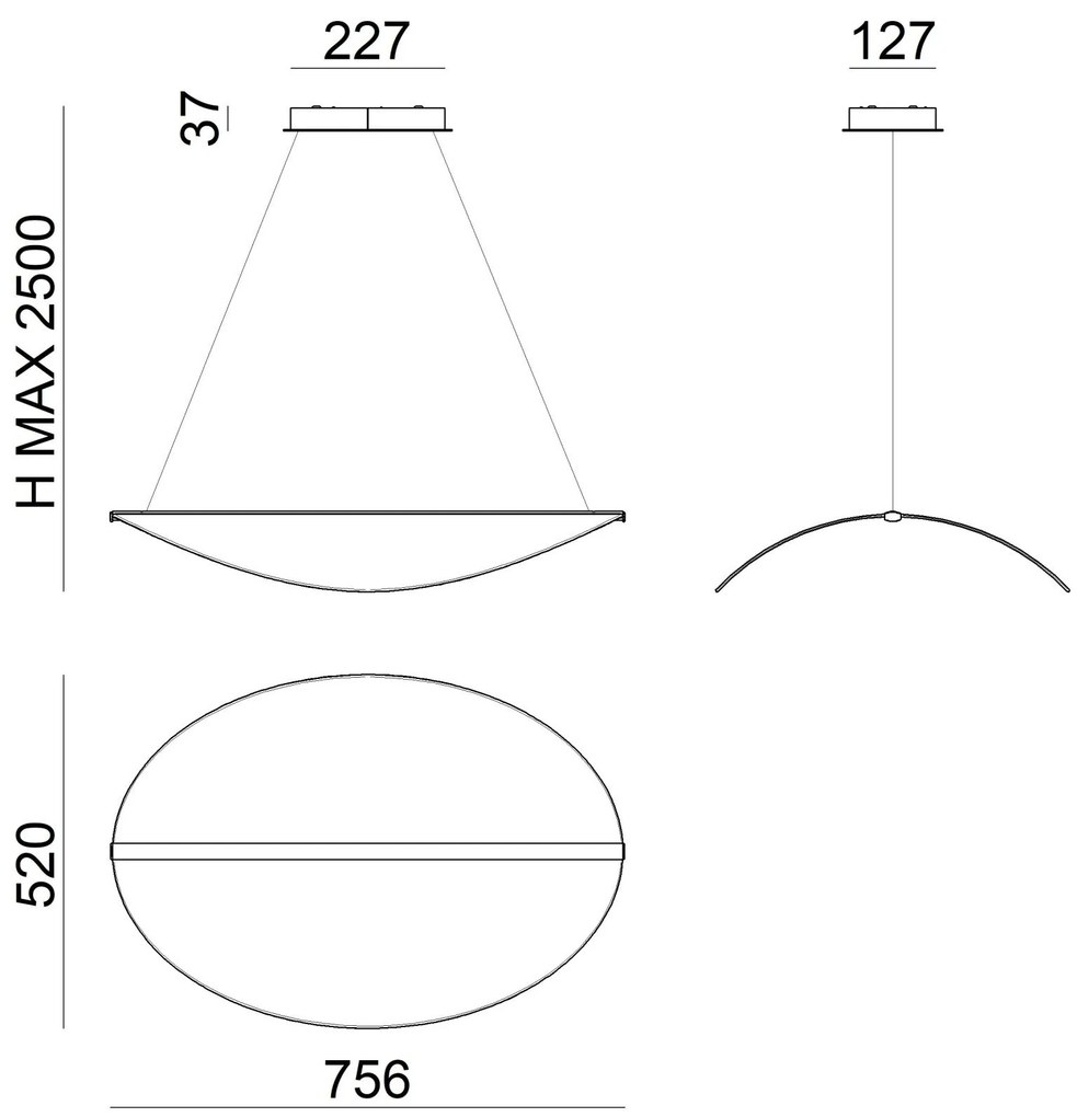 Stilnovo 8173 Diphy_P, závěsné svítidlo, 48W LED 3000K stmívatelné, délka 76cm