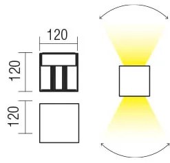 Redo group Redo Vary, bílé venkovní svítidlo s nastavitelným úhlem svícení LED 2x10W 3000K, 12x12cm