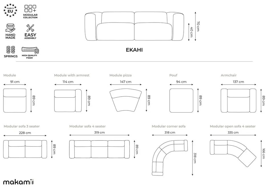 Černá sametová rohová pohovka Ekahi – Makamii