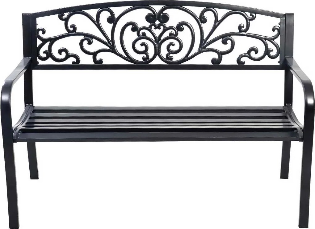 Costway Litinová zahradní lavička – 127 × 60 × 85 cm, černý