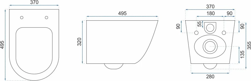 Rea Carlos, závěsná WC mísa Rimless 495x370x355 mm + toaletní sedák z duroplastu, imitace kamene Granit matný, REA-C8003