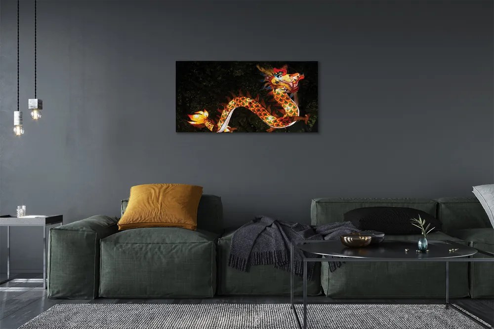 Obrazy na plátně Japonský drak osvětlené 140x70 cm