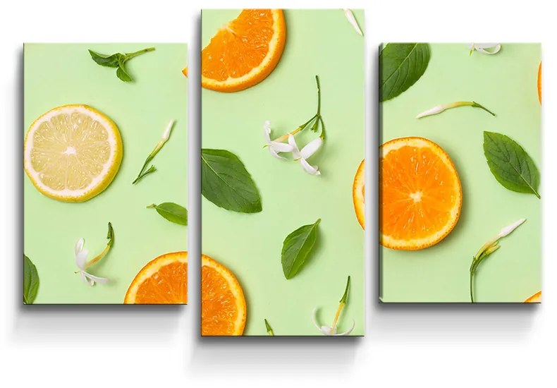 Obraz - 3-dílný SABLIO -  Citrus a květ 75x50 cm
