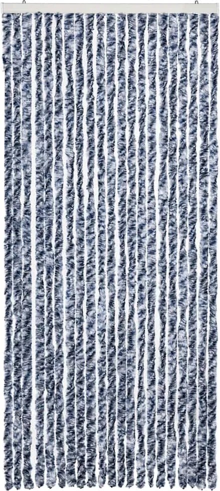 Závěs proti hmyzu modrý, bílý a stříbrný 90 x 220 cm Chenille 284274