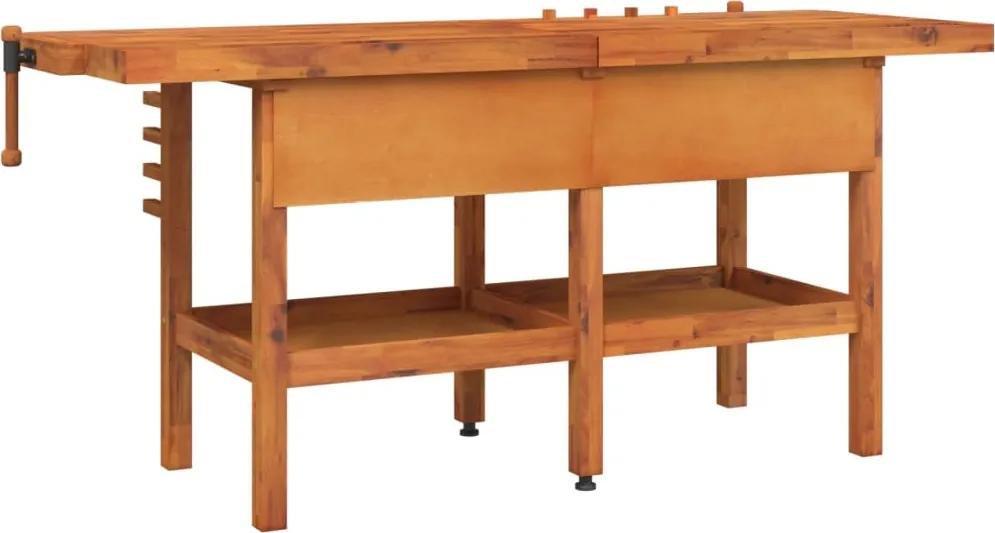 vidaXL Pracovní stůl se zásuvkami a svěráky 192x62x83cm masivní akácie [153325]