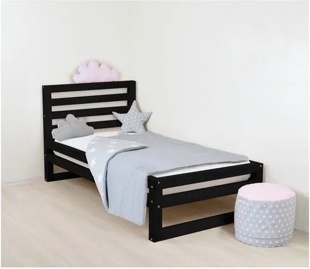Dětská černá dřevěná jednolůžková postel Benlemi DeLuxe, 180 x 90 cm