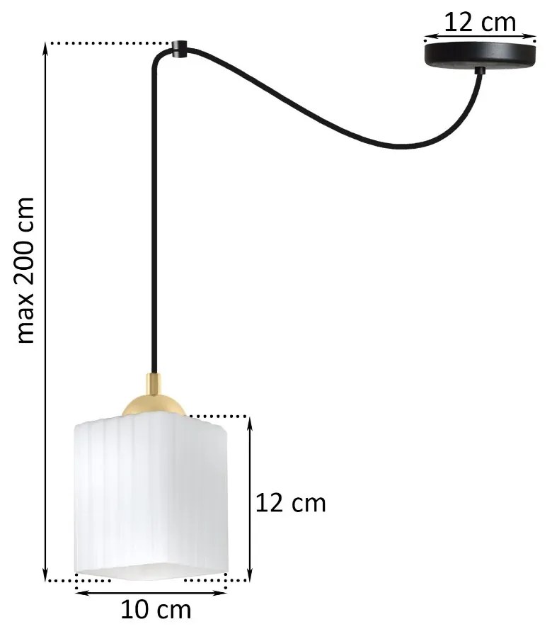 Závěsné svítidlo Riffle Square Spider, 1x bílé skleněné stínítko, b/g