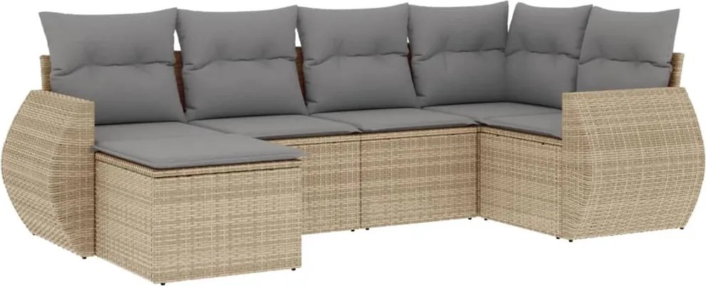 6dílná zahradní sedací souprava s poduškami béžová polyratan 3221658