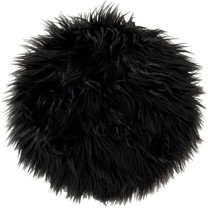 Černý chlupatý kulatý podsedák na židli - Ø38*6cm