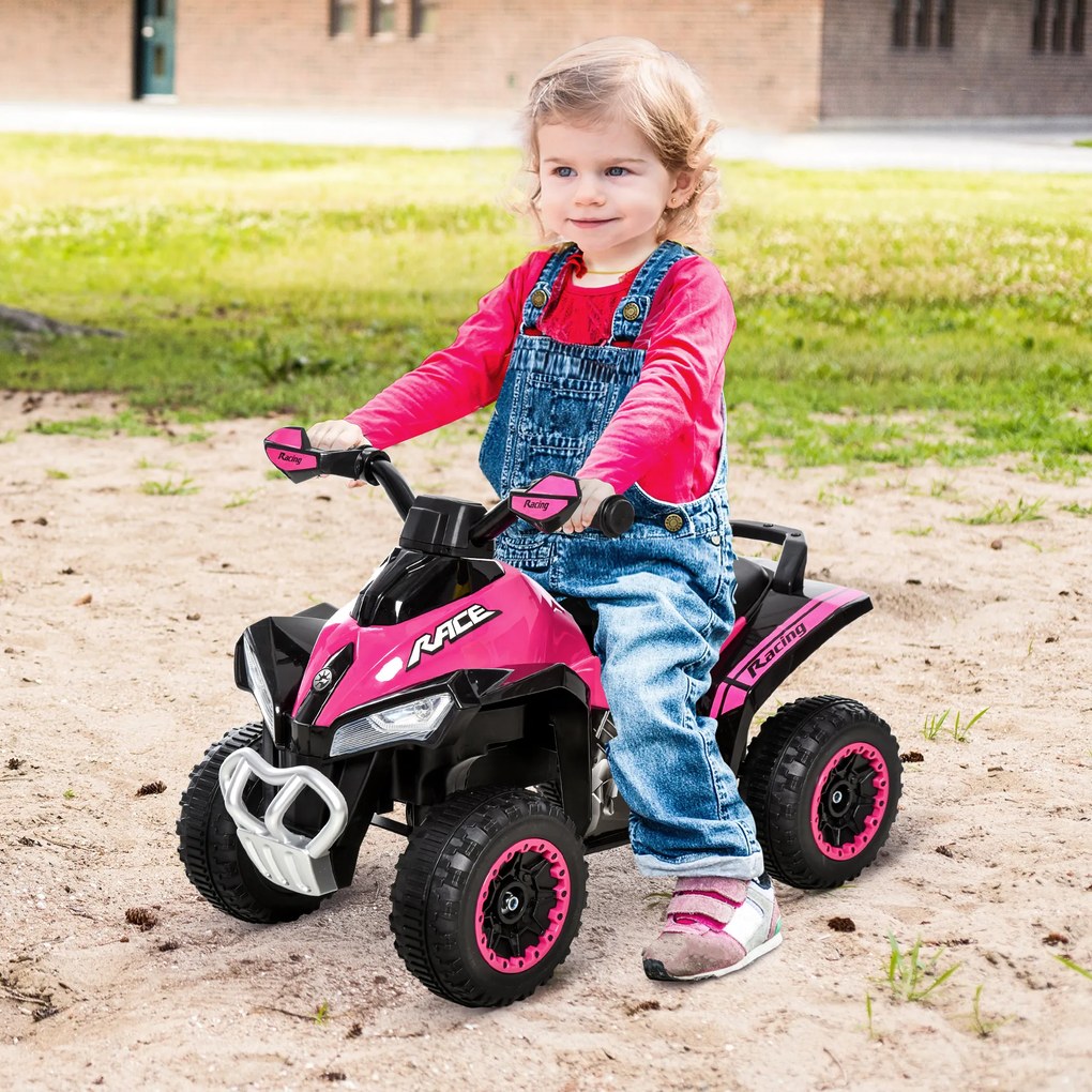 HOMCOM skluzavka auto dětské vozidlo šlapací auto světlo hudba 18-36 měsíců plast ocel růžová 67.5x38x44cm