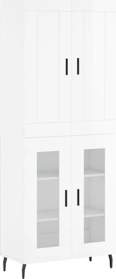 vidaXL Skříň highboard 69,5 x 34 x 180 cm kompozitní dřevo [3199639] Barva: bílá s vysokým leskem
