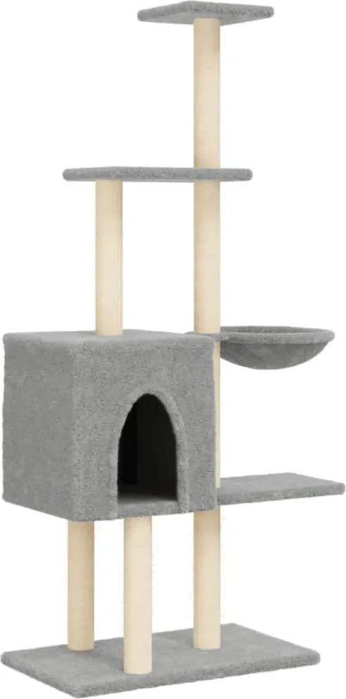 Škrabadlo pro kočky se sisalovými sloupky světle šedé 145 cm 172095