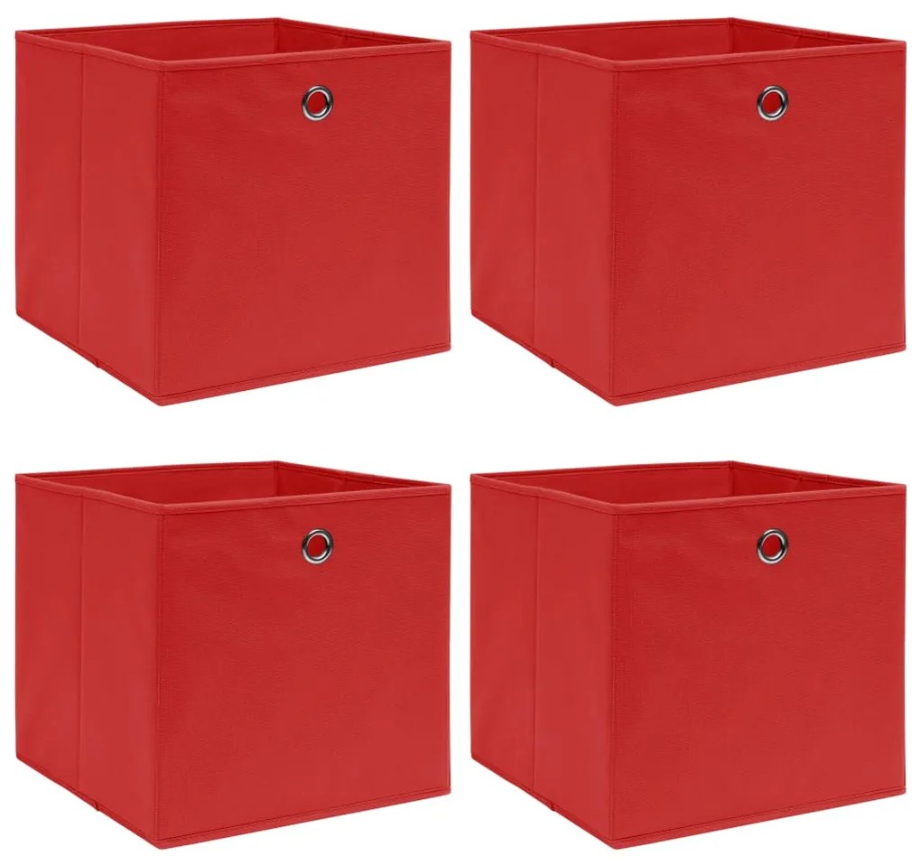 Úložné boxy 4 ks červené 32 x 32 x 32 cm textil 288361