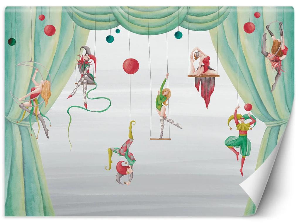 Gario Fototapeta Cirkusoví akrobati a zelený závěs Materiál: Vliesová, Rozměry: 200 x 140 cm