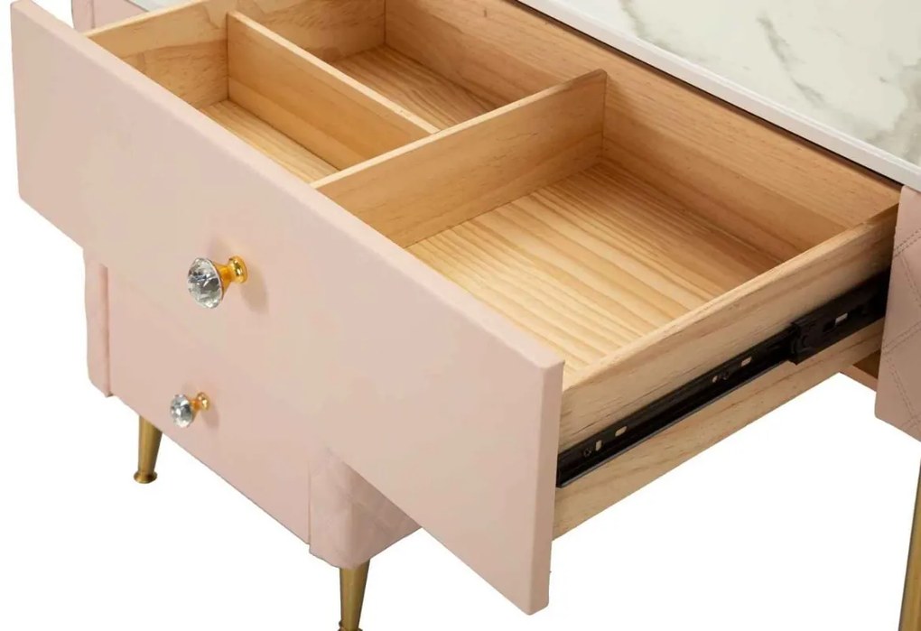 Designový toaletní stolek s taburetkou Pembroke růžový
