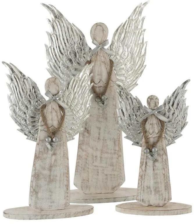 Dřevěný anděl  se stříbrnými křídly - 28*38*2cm