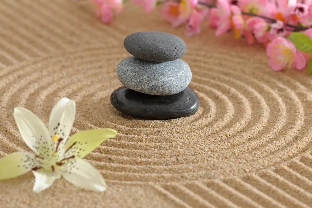 Obraz Zen zahrada a kameny v písku - 60x40 cm