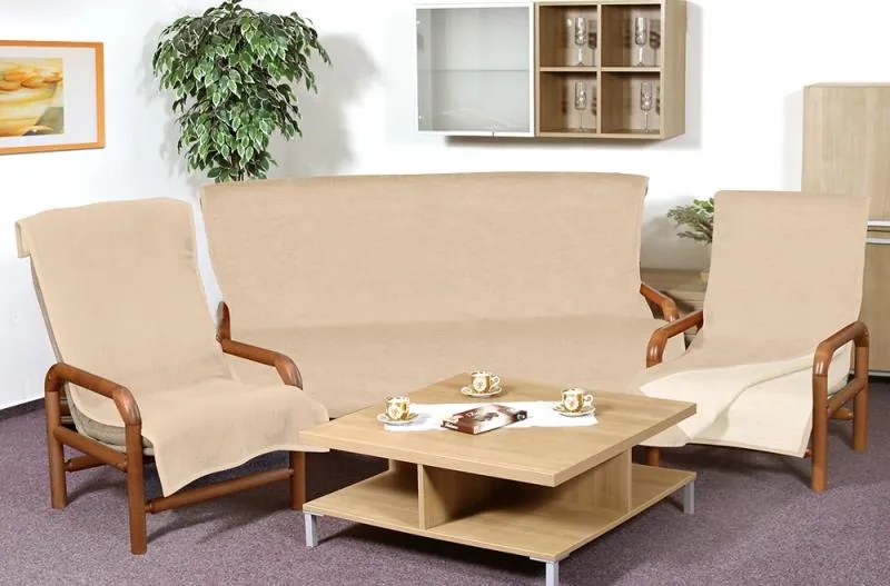 Bellatex Souprava KIRA PLUS 3+1+1 Béžová 150x200 cm, 2ks 65x150 cm
