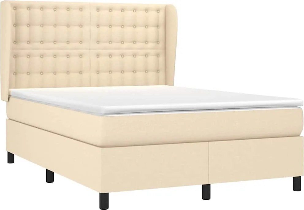 Box spring postel s matrací krémová 140x200 cm textil 3128290