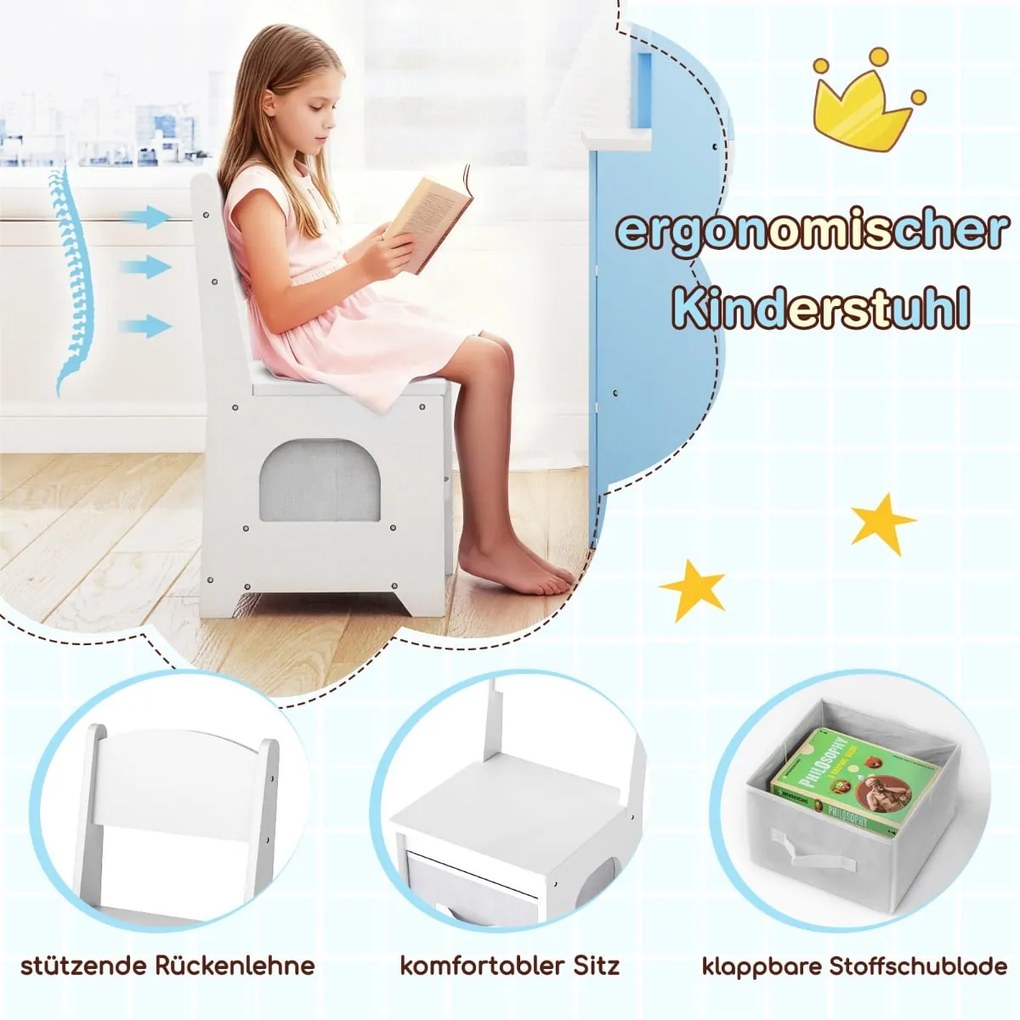 Costway Rohový dětský toaletní stolek se zrcadlem a osvětlením Princezna s židlí