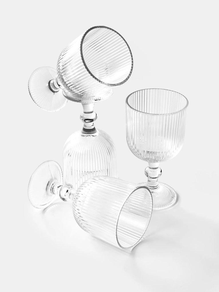 Sinsay - Rýhované sklenice na stopce 4 pack - clear