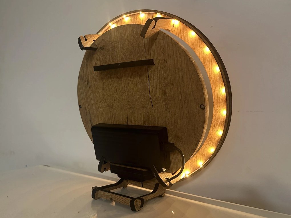 Li-Go "Mechové kopečky" dřevěná lampa/obraz 31 cm/s baterií a pohybovým čidlem provedení povrchu: ořech