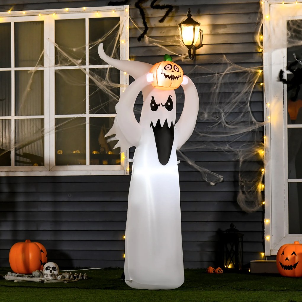 HOMCOM Halloweenský nafukovací duch 1,8 m s LED diodami 80 x 40 x 180