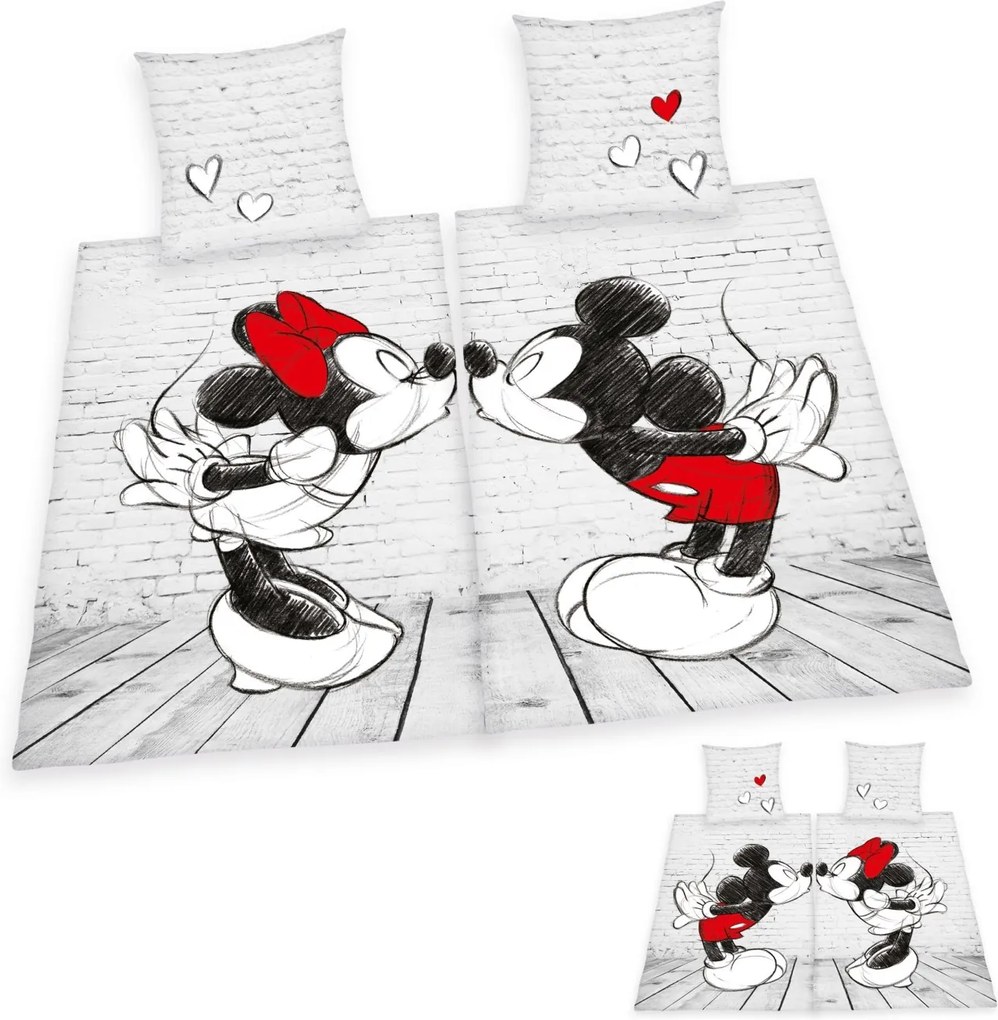 Herding Povlečení Mickey a Minnie - 2 x 140x200, 2 x 70x90, 100% bavlna