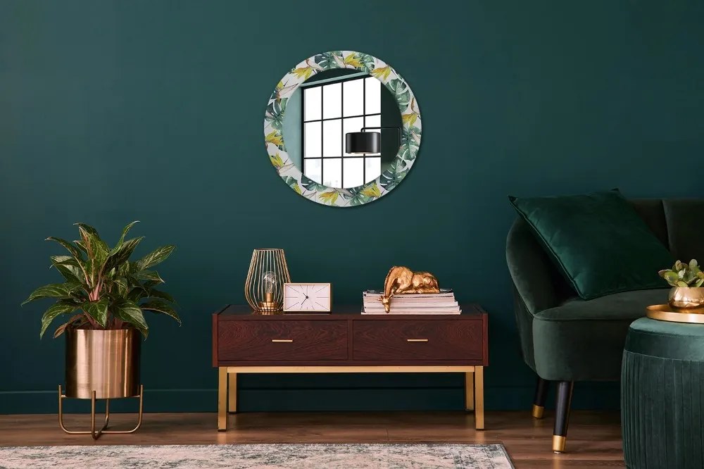 Kulaté dekorativní zrcadlo Tropické listy fi 60 cm