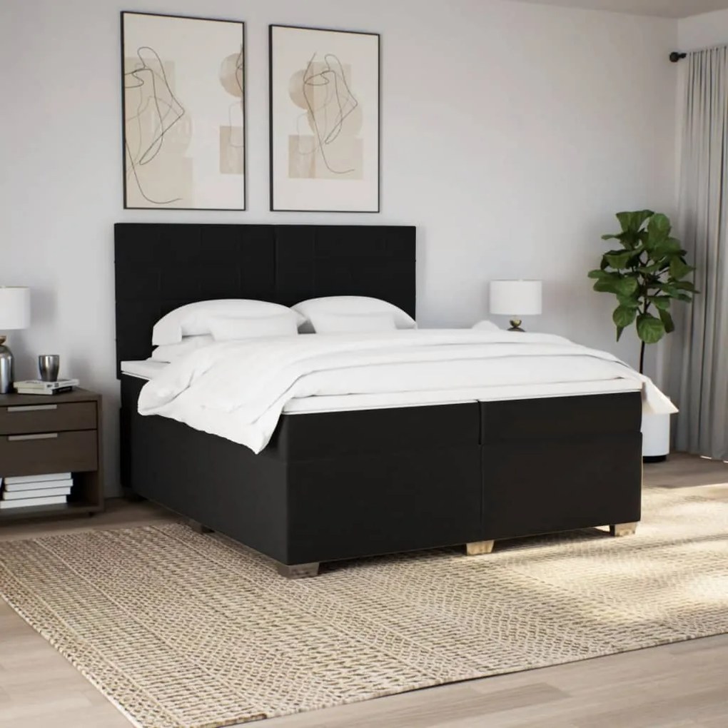 Box spring postel s matrací černá 200x200 cm textil 3290597