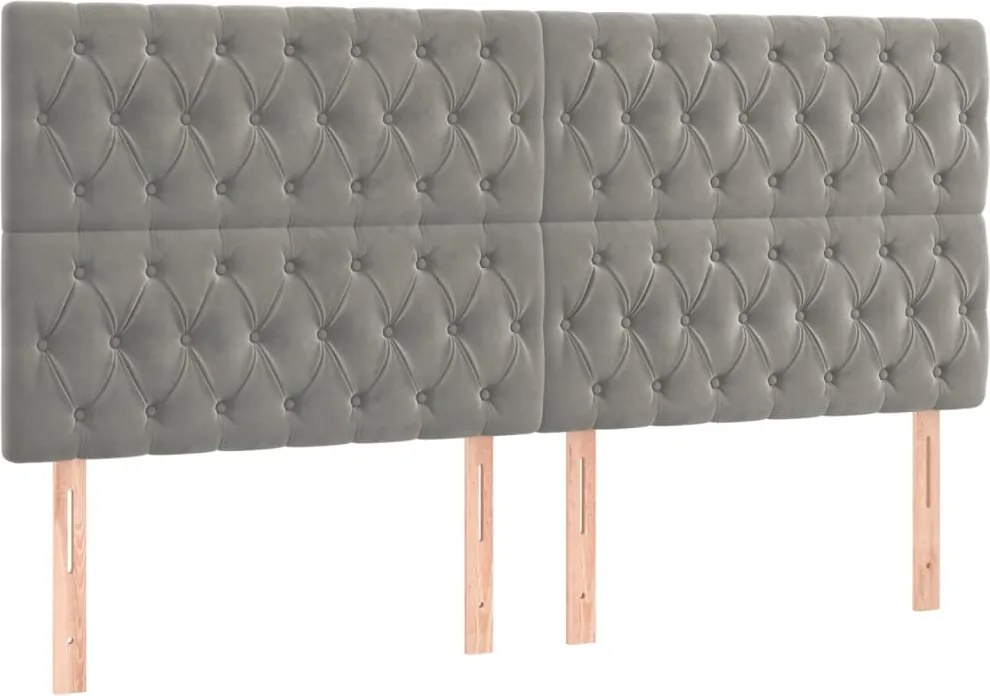 Box spring postel s matrací světle šedá 200x200 cm samet 3138043
