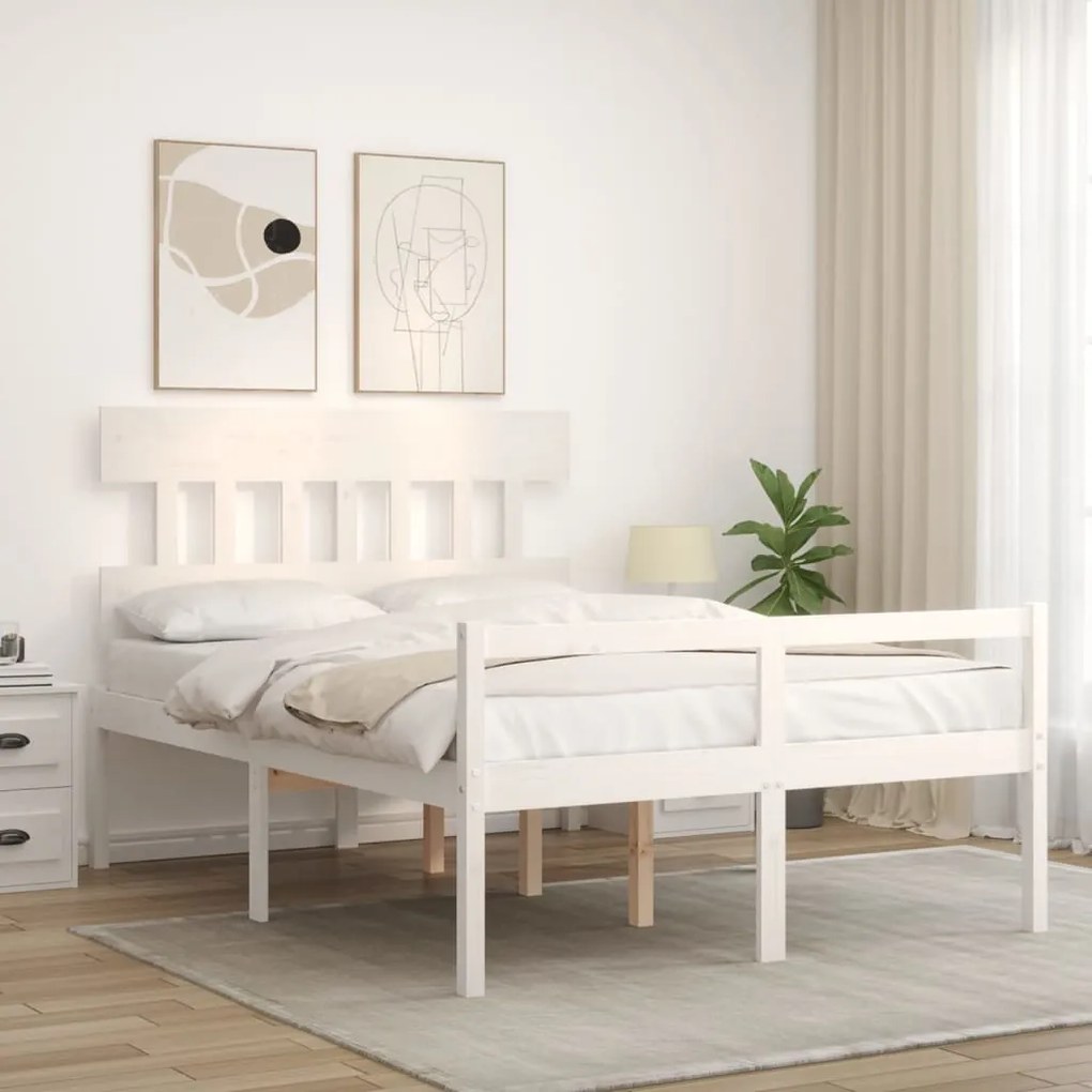 Postel s čelem pro seniory bílý Small Double masivní dřevo 3195387