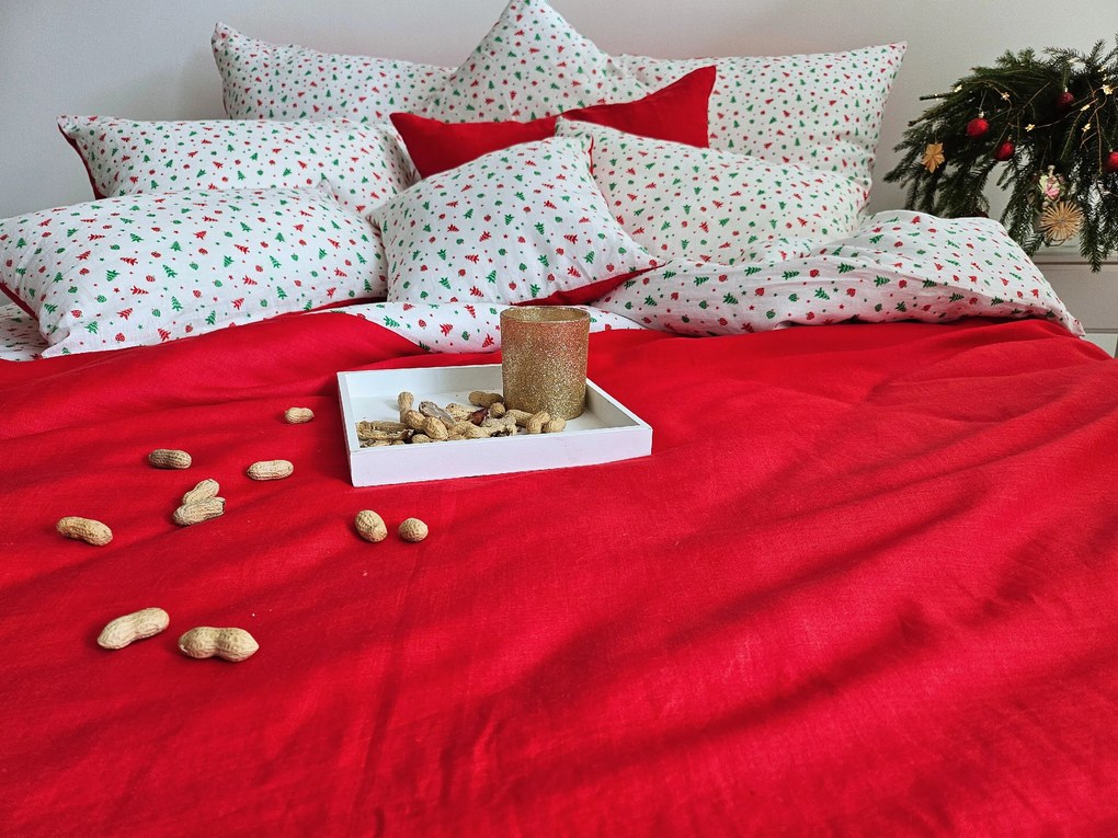 Nelly Francouzský lněný povlak na přikrývku - super soft Vánoční stromek Rozměr: 200/200 CM ZIP